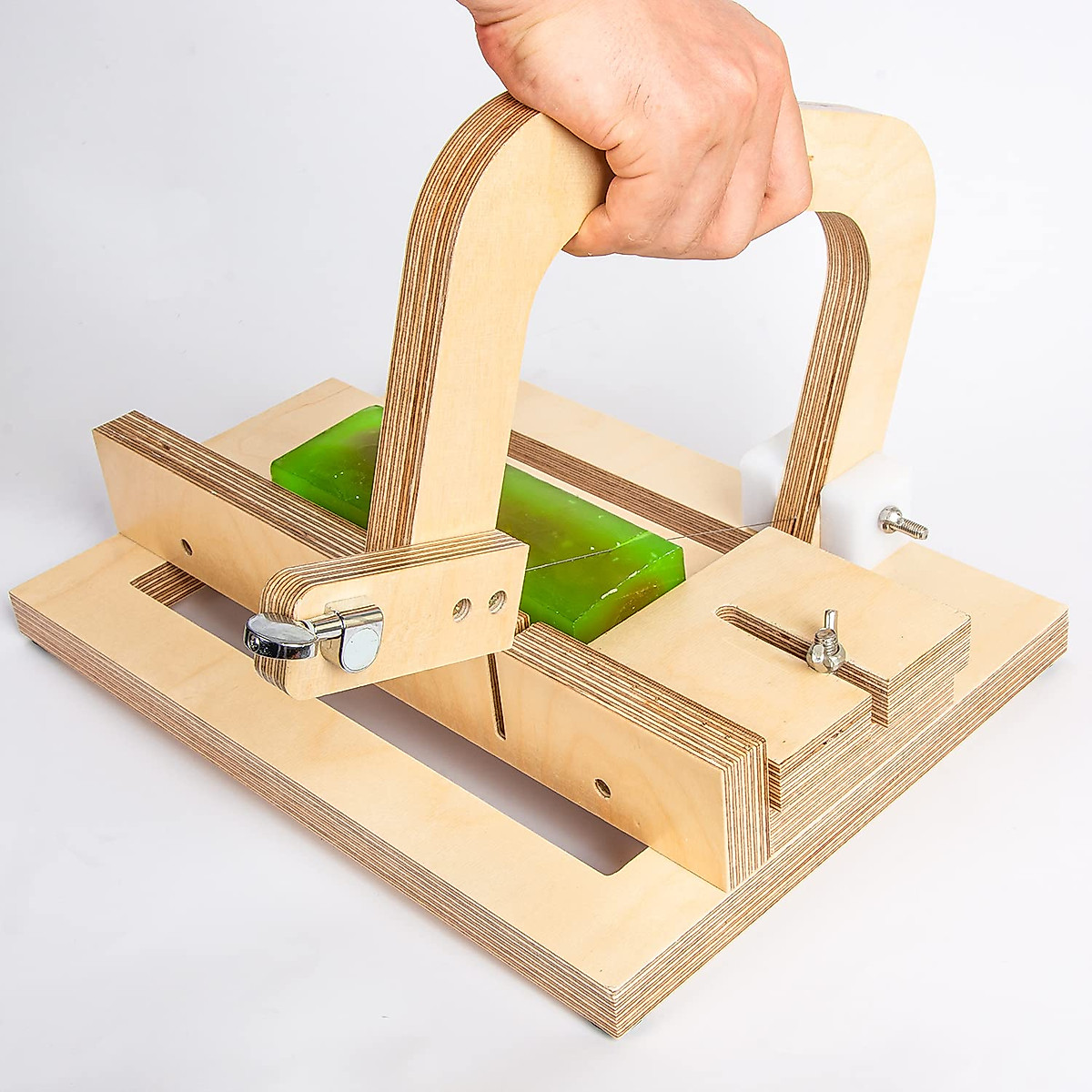 Evinis Wooden Soap Cutter Adjustable Wire Slicer Cutting Tool for Handmade Soap Making Candles Trimming Cheese DIY Cutting Making Tool (Style1) (Z-01)