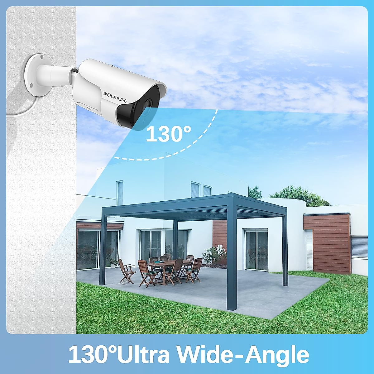 WEILAILIFE 【90ft Super Night Vision & 130°Ultra Wide-Angle】 2-Way Audio 5.0MP Outdoor Wired Extended Security Camera, Bullet Exterior Surveillance, Home Video Surveillance & Security Cameras