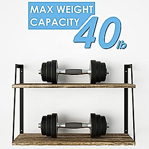 SRIWATANA Floating Wall Shelves, 2-Tier Rustic Wood Shelves for Bedoom, Bathroom, Living Room, Kitchen(Carbonized Black)