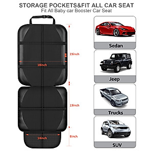 XHYANG Car Seat Protector,Auto Car Seat Protectors Baby Carseat Waterproof & Durable 600D Fabric for Child Baby Car Seat Mat Vehicle Pet Cover 2 Storage Pockets (2 Pack)