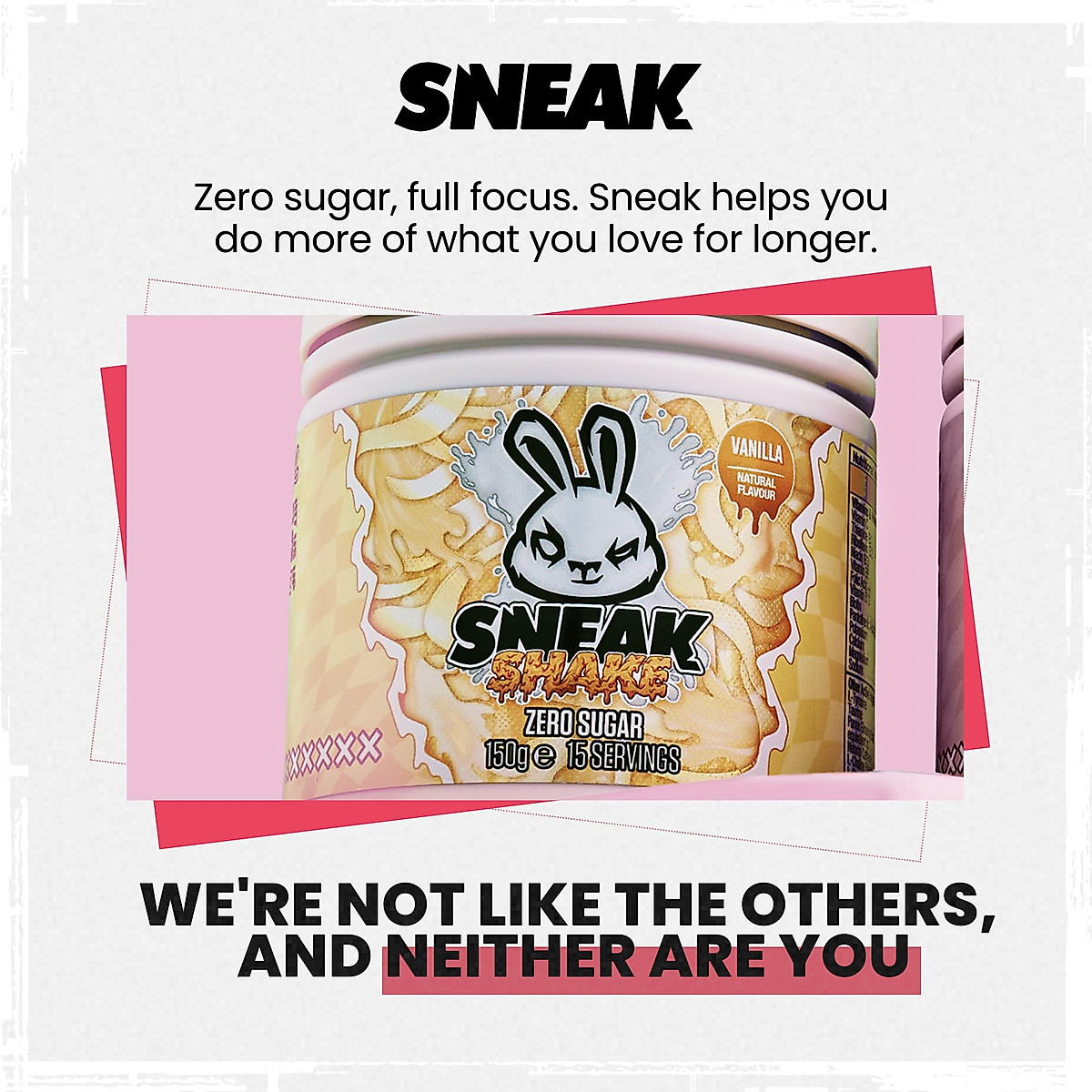 SNEAK | Vanilla Shake | Energy Drink for Milk or Milk Alternatives | Zero Sugar, No Artificial Flavours, Natural Energy | 15 Servings