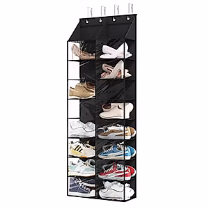 Fixwal Over The Door Shoe Rack for Door Fit 16 Pairs Dustproof Over The Door Shoe Organizer Hanging for Closet Storage