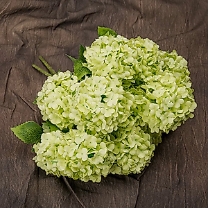 GREENTIME 13” Artificial Hydrangea Flowers Fake Hydrangea Bouquet with 7 Head 3.15” Tiny Hydrangea for Wedding Bouquet Party Home Decor DIY Baby Shower Centerpieces Tables Decoration(Green)
