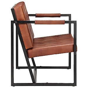 VRAXO 3-Seater Sofa Brown Real Goat Leather,Sofas-64.06lbs