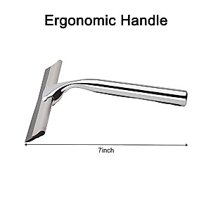 Adjaso All Purpose Stainless Steel Squeegee for Glass Shower Doors, Car Window, Home Mirrors, Bathroom Cleaner Wiper