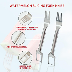 2Pcs Watermelon Cutter,2 in 1Watermelon Slicer Cutter Tool,Fruit Cutter Watermelon, Watermelon Slicer Cutter Tool Portable Fruit Slicing Knife and Fork for Family Party Camping