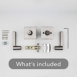 Baldwin Spyglass , Interior Privacy Door Handle Reversible Lever for Bedroom/Bathroom, Keyless Door Lock With Microban Protection, in Satin Nickel