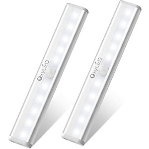 OxyLED Under Cabinet Lights - Battery Operated 10 LED Motion Sensor Closet Lights, Wireless Stick-on Anywhere Motion Sensor LED Strip Lights for Cabinet, Closet, Hallway, Stairs, Pantry