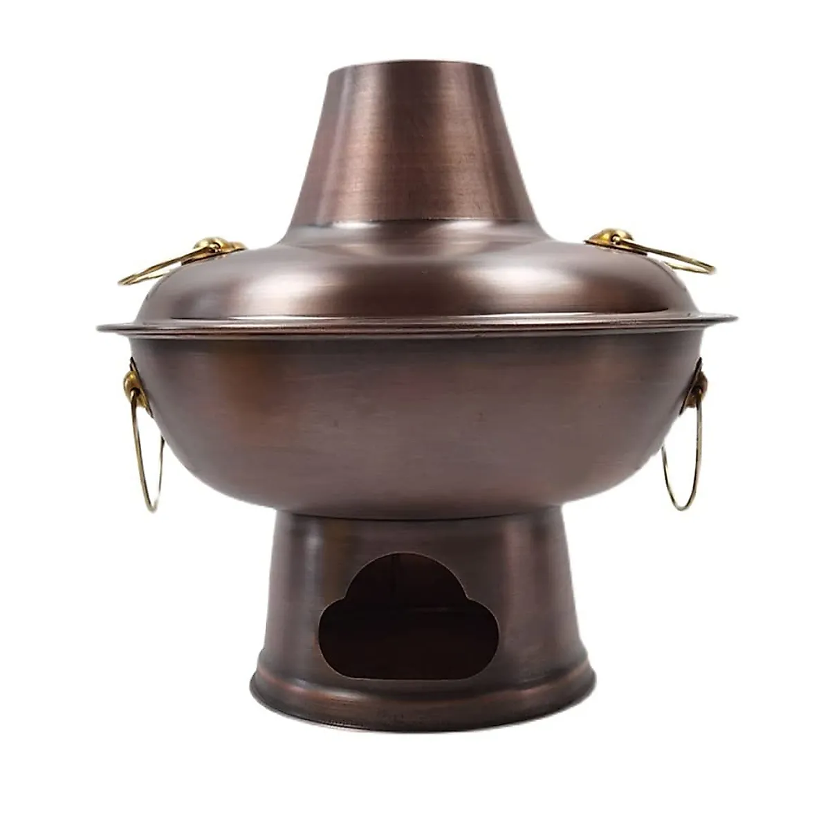 Chafing Dishes Old Beijing Copper Hot Pot,Old Style Full Copper Hot Pot, Charcoal Heating, Suitable for Family Dinner, Friends Gathering, Camping, New Year Gift (Color : Brass, Size : 36cm)