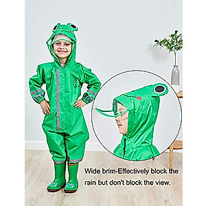 Vmonyco Kids One Piece Rainsuit Toddler Raincoat Waterproof Girls Lightweight Rain Coats/Jacket Girls Boy Green