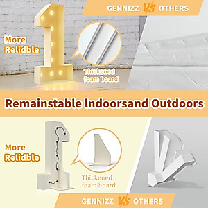 GENNIZZ 4FT Marquee Numbers with Hot Glue Gun, Marquee Light Up Numbers for 1st 21st Birthday Decorations, Marquee Light up Letters Anniversary Party Decor, Mosaic Numbers for Balloons Number 2