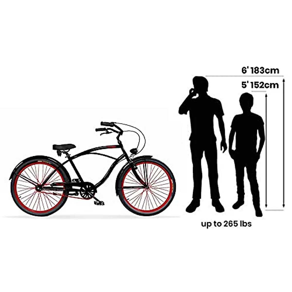 Vivelo Rider Beach Cruiser for Men Complete Bike | Lightweight Aluminium Frame, Coaster Brake, Lights Set, 26-Inch | Adult Bicycle Perfect for City, Outdoors, Terrain, Urban Hills | (3-Speed, Monza)