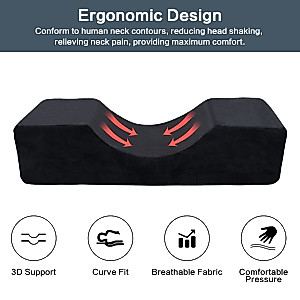 Topretty Eyelash Extension Pillow, U-Shape Memory Foam Professional Beauty Salon Pillow with Velvet Pillowcase, Comfortable Neck Contour Cervical Support Pillow for Graft Eyelash, 19x8x5 in (Black)