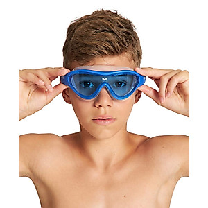 ARENA Unisex Youth The One Junior Swim Mask Fitness Swim Goggles for Boys and Girls Ages 6 to 12 Non-Mirror Lens Perfect for Summer Pool, Blue/Red