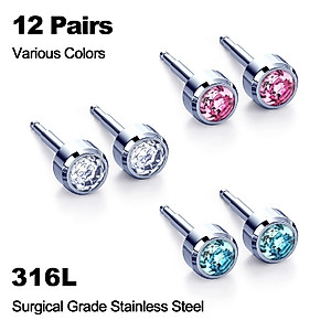 EOKOW Ear Piercing Gun Kit Reusable Ear Percinging Tool Professional Body Nose Lip Earrings Set With Stainless Steel Studs Silver Sticks For Salon Home Use…