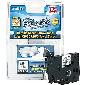 Brother Tzen201 Tz Super-Narrow Non-Laminated Tape for P-Touch Labeler, 1/8-Inch W, Black On White