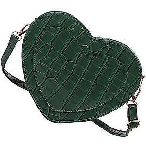 BESTOYARD Women Crossbody Bag PU Vintage Crocodile Skin Heart Shape Shoulder Bag Crossbody Summer Bag for Girls Student