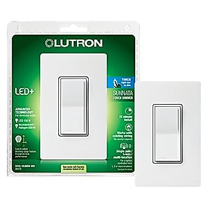 Lutron Sunnata Touch Dimmer Switch with Wallplate with LED+ Advanced Technology, for LED and Incandescent, 3 Way/Multi Location, STCL-153MW-WH, White