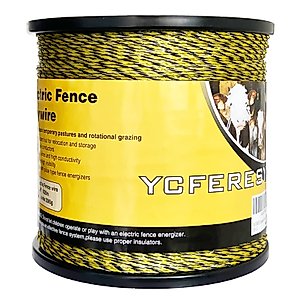 YCFERESY Upgraded Electric Fence Polywire 3366 Feet 1026 Meters, 6 Stainless Steel Strands for Reliable Conductivity and Rust Resistance, Portable Electric Fencing,UV, Rust Resistant