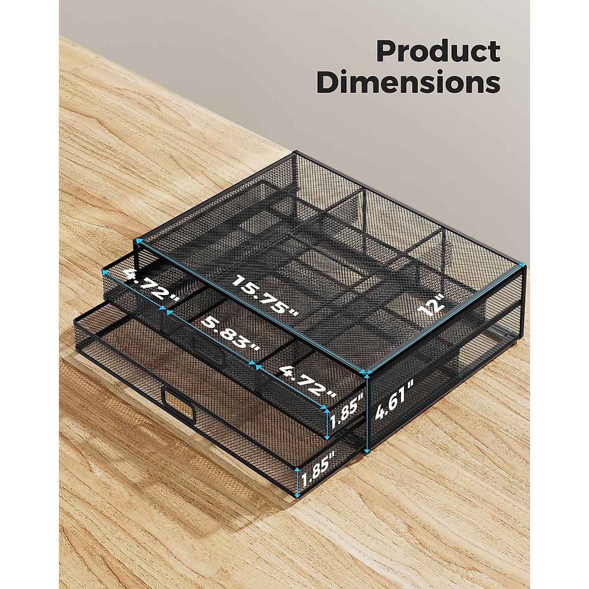 Monitor Stand with Drawer, Monitor Stand, Monitor Riser Mesh Metal, Desk Organizer, Monitor Stand with Storage, Desktop Computer Stand for PC, Laptop, Printer - HUANUO