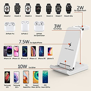 Wireless Charging Station,Wireless Charger Stand 3 in 1 Compatible for iPhone14/13/12/11/Pro Series,for Watch7/6 Series,Airpods 3/2/Pro.