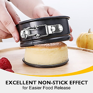 Sunnyray 8 Pieces 7 Inches Round Stainless Steel Springform Cake Pan with Removable Bottom, Nonstick, Ideal for Cheesecakes, Cakes, Cookies - Black