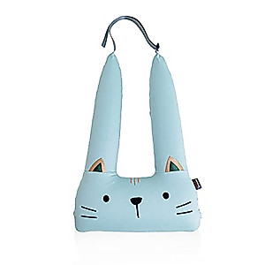 Kangaruru All in One Seatbelt Adjuster and Pillow with Neck and Headrest Cushion for Kids (Cat_Mint)