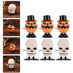 TOYANDONA 24pcs Small Gift Goodie Pumpkin Kids, Up Wind- Goodies Wind Walking Head Stuffers Toys Fillers Clockwork and Jumping Jack Party Favors Funny Halloween Toy Novelty Supplies Bag
