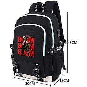 Roffatide Anime My Hero Academia Bakugo Boom Boom Boom Laptop Backpack with USB Charging Port & Headphone Port