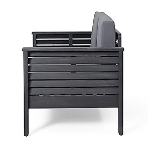 Merax Outdoor Acacia Wood Loveseat and Coffee Table Patio Conversation Set with Cushions