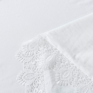 Softta Boho King Size White Lace Bedding Collection Ruffled Vintage 3pc Duvet Cover Set 100% Wahed Cotton Princess Grils Bedding Sets