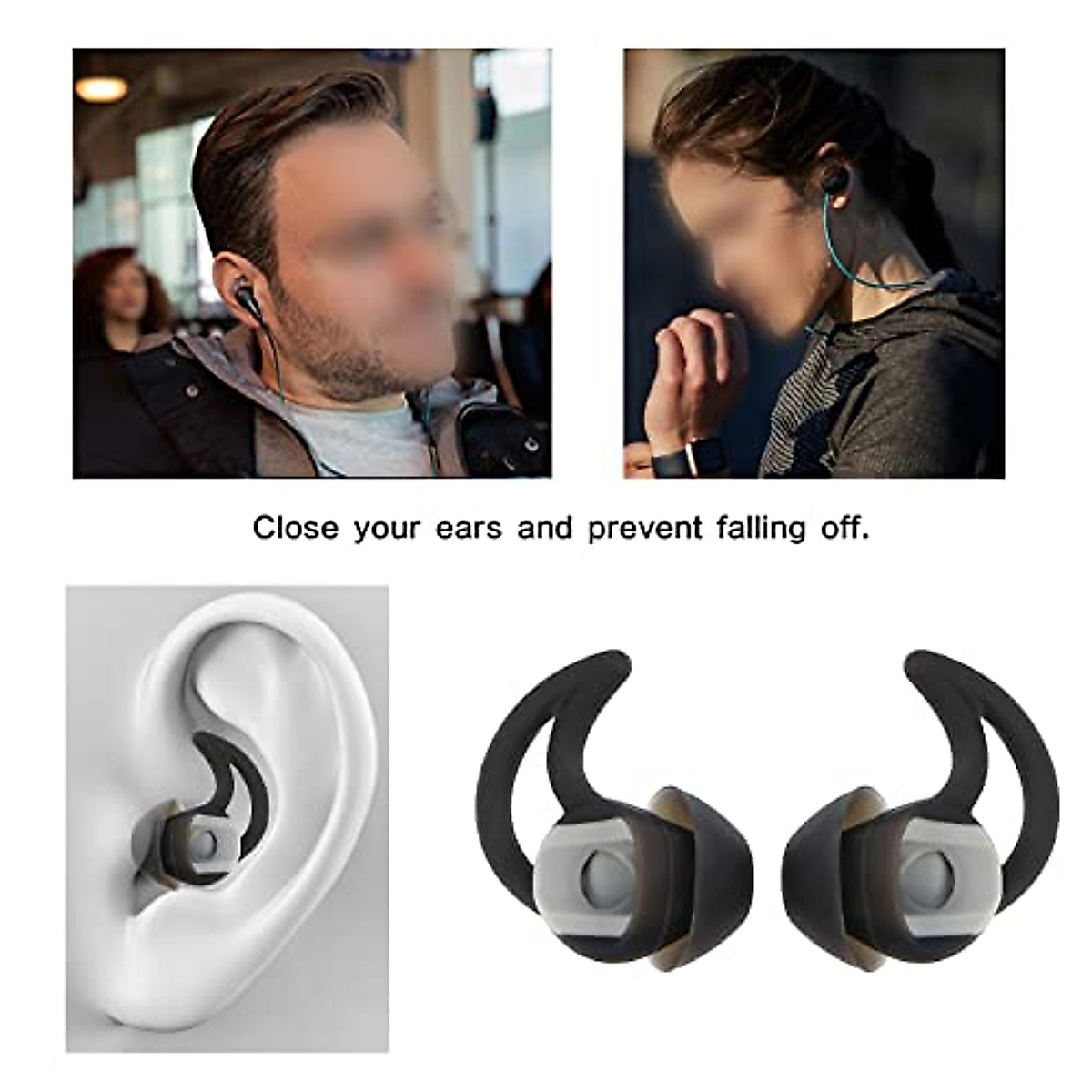 Micro Traders 3 Pairs Replacement Earbuds Ear Tips Silicone in Earphones Noise Isolation Compatible with Bo-se QC20 QC20i SoundSport SIE2i IE2 IE3 Black S M L