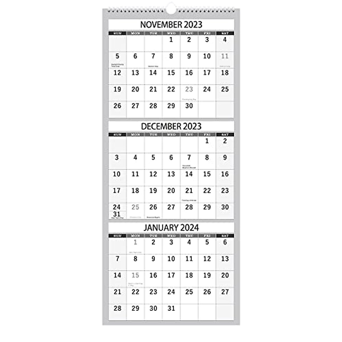 2023-2024 Wall Calendar – Apr.2023 - Jul.2024, 3 Month Calendar Vertical Display, 3-Month Wall Calendar 2023-2024, 11" x 26", Large Monthly Calendar, Lay- Flat, Holidays, Blocks, Perfect for Planning