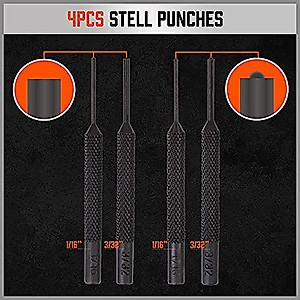 HORUSDY 22-Pieces Punch Set Punch Made of Solid Material, Including Steel Punch and Hammer with Steel for Maintenance