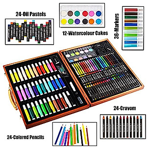 SFSUMART Art Set, 150 PCS Art Supplies, Wooden Coloring Drawing Painting kit, Markers Crayons Colour Pencils, Gift for Kids Teens Boys Girls