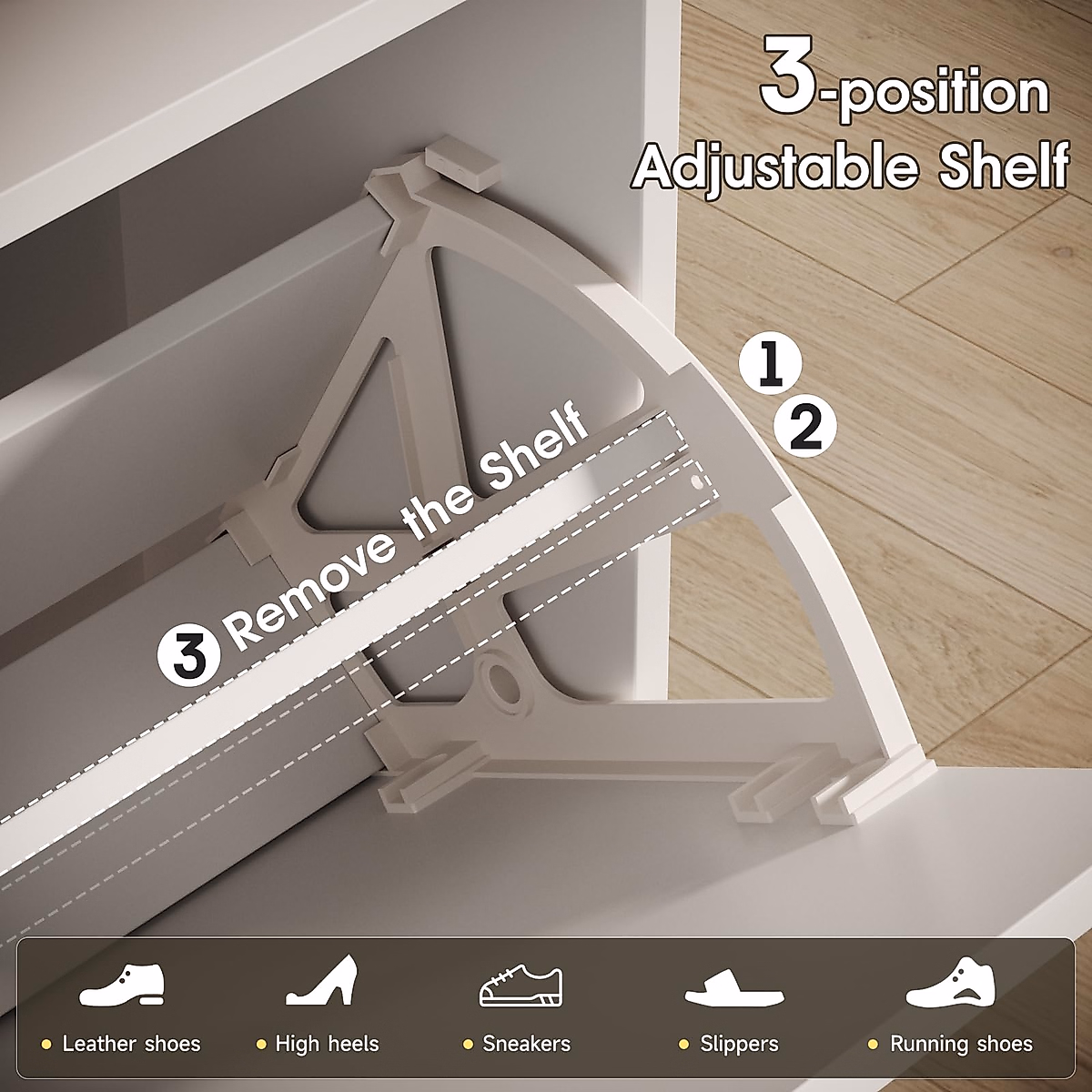 Maupvit Shoe Storage Cabinet with 2 Flip Drawers,Shoe Cabinet with Open Storage,Hidden Shoe Storage Slim Storage Cabinet with Barn Door Design,Narrow Shoe Rack Cabinet for Entryway,Antique White