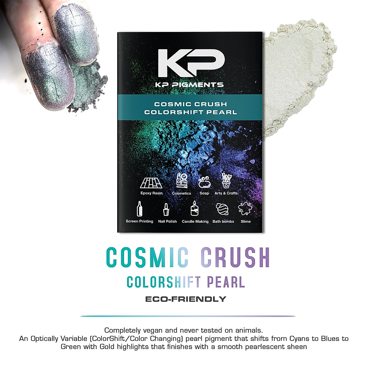 KP Pigments Cosmic Crush ColorShift Pearlescent 100% Pure Fine Mica Powder - Naturally Pigmented Multipurpose DIY Arts and Crafts, Dye, Soap Making, Cosmetics, Epoxy Resin, Paint, and More! 25 Grams