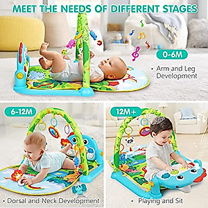 Baby Gym Play Mats Baby Toys Tummy Time Mat Toys Musical Activity Center for Newborn Infant Toys Piano Baby Play Mat Music & Light Newborn Infant Gifts for Baby Toys 0-3 6 9 12 Months, Dinosaur Style