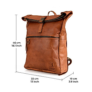 BERLINER BAGS Vintage Leather Backpack Utrecht XL, Large Waterproof Bookbag for Men and Women - Brown…