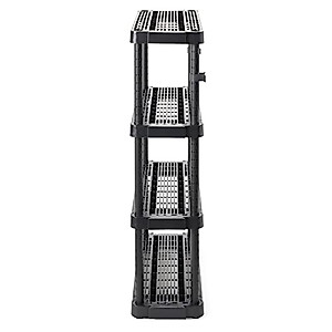 Gracious Living 14 x 32 x 54.5 Inch 4 Tier Adjustable Ventilated Medium Duty Shelving Units for Home, Garage, Basement, and Laundry, Black