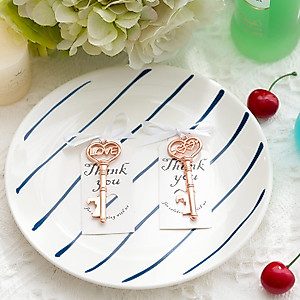50 PCS Key Bottle Openers,Wedding Favors,Gifts,Decorations or Souvenirs for guests Bulk,Bridal Shower Party Favors with Card Tag (Gold)