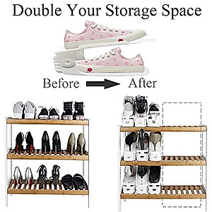 WISHAVE Shoe Slots Organizer 20 Pack for Closet, Adjustable Shoe Stacker Space Saver,Double Deck Shoe Rack Organizer Holder (White)