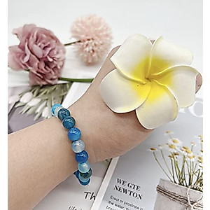 WAINIS 12PCS 8mm Semi-precious Beaded Bracelets for Men Women Healing Stretch Round Bead Crystal Gemstones Bracelets Unisex