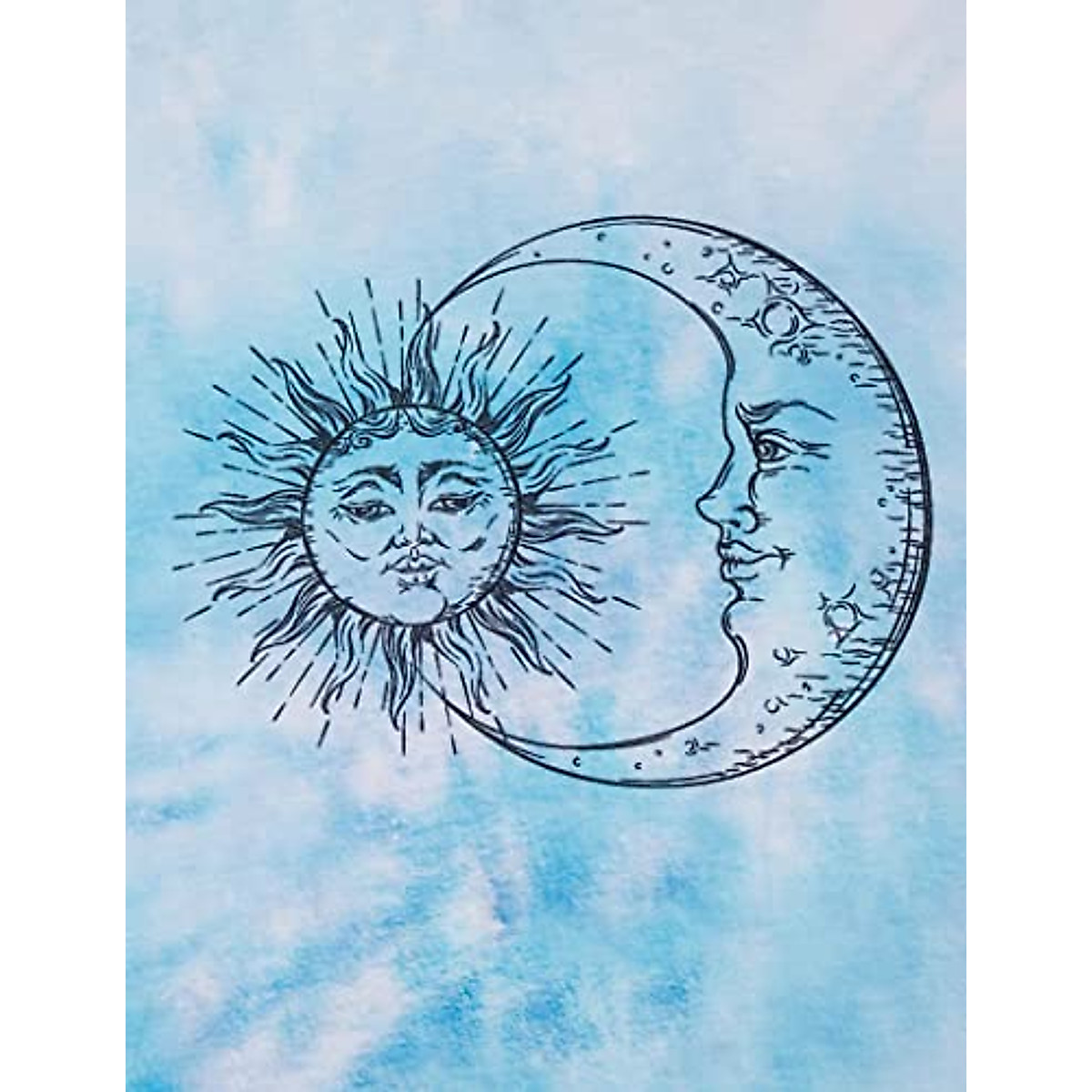 Remidoo Women's Short Sleeve Sun and Moon Print Tie Dye T Shirt Top Casual Tees Loose Blouse Blue Medium