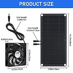 EEEkit Solar Panel Fans Kit, 10W 12V Solar Panel Powered Dual Fan with 3.28ft/1m Cable, Waterproof Solar Exhaust Ventilation Fan for Greenhouse, Chicken Coops, Shed, Dog House, Window Exhaust, RV