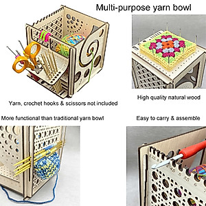 All in One Wooden Yarn Bowl for Knitting - Multi Purpose Yarn Ball Box for Crocheting - Multifunctional Knitting Tool - Gifts for Crochet Lovers