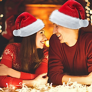 BSVI Christmas Hat, Santa Hat Holiday for Adults Unisex Velvet Comfort Extra Thicken Fur Xmas Hat for New Year Festive Party