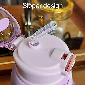 ZTGD Cute Insulated Water Bottle 500ml for Kid&Lady,Kawaii Thermos Cup with Straw,Hanging Rope&Cute Pattern,Stainless Steel Coffee Vacuum Thermos Bottle Keep Drinks Hot or Cold for Travel,School,Offi