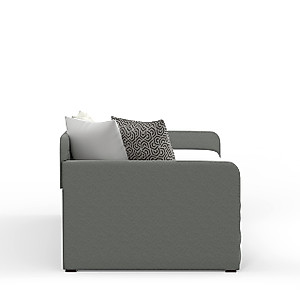 Glenwillow Home Tufted Twin Daybed with Roll-Out Trundle in Stone