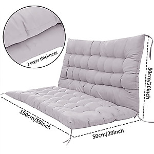 MUVLUS Indoor/Outdoor Bench Cushion, 59"x39.3" Swing Cushion Wicker Seat Cushions,Lounger Garden Furniture Patio Lounger Bench Seat Cushions (Gray)